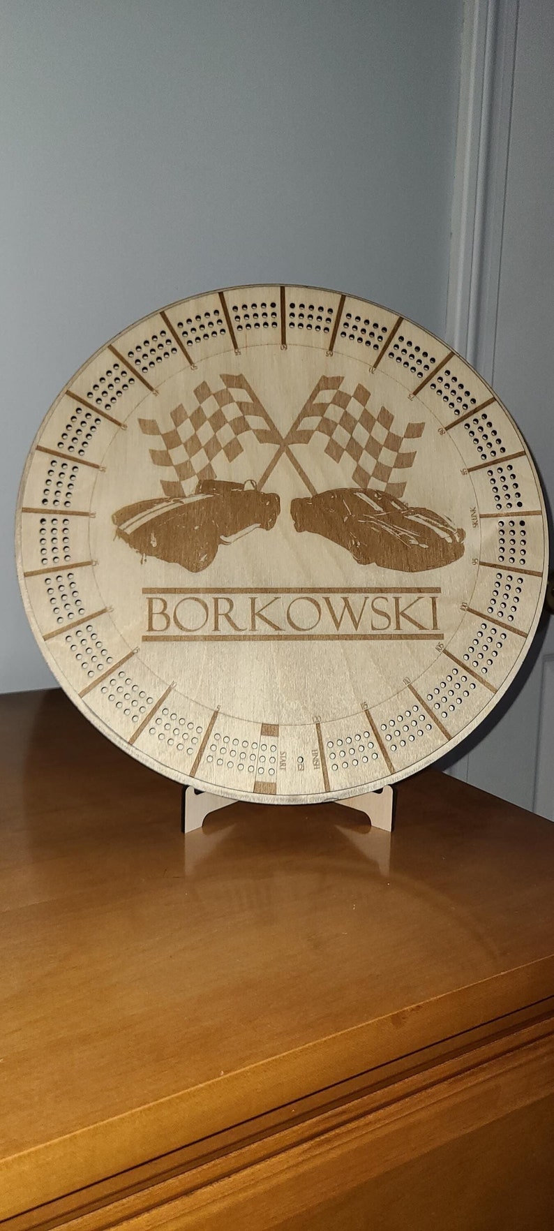 Custom Wooden Circular Cribbage Board, Custom Wall Art Cribbage Board ...