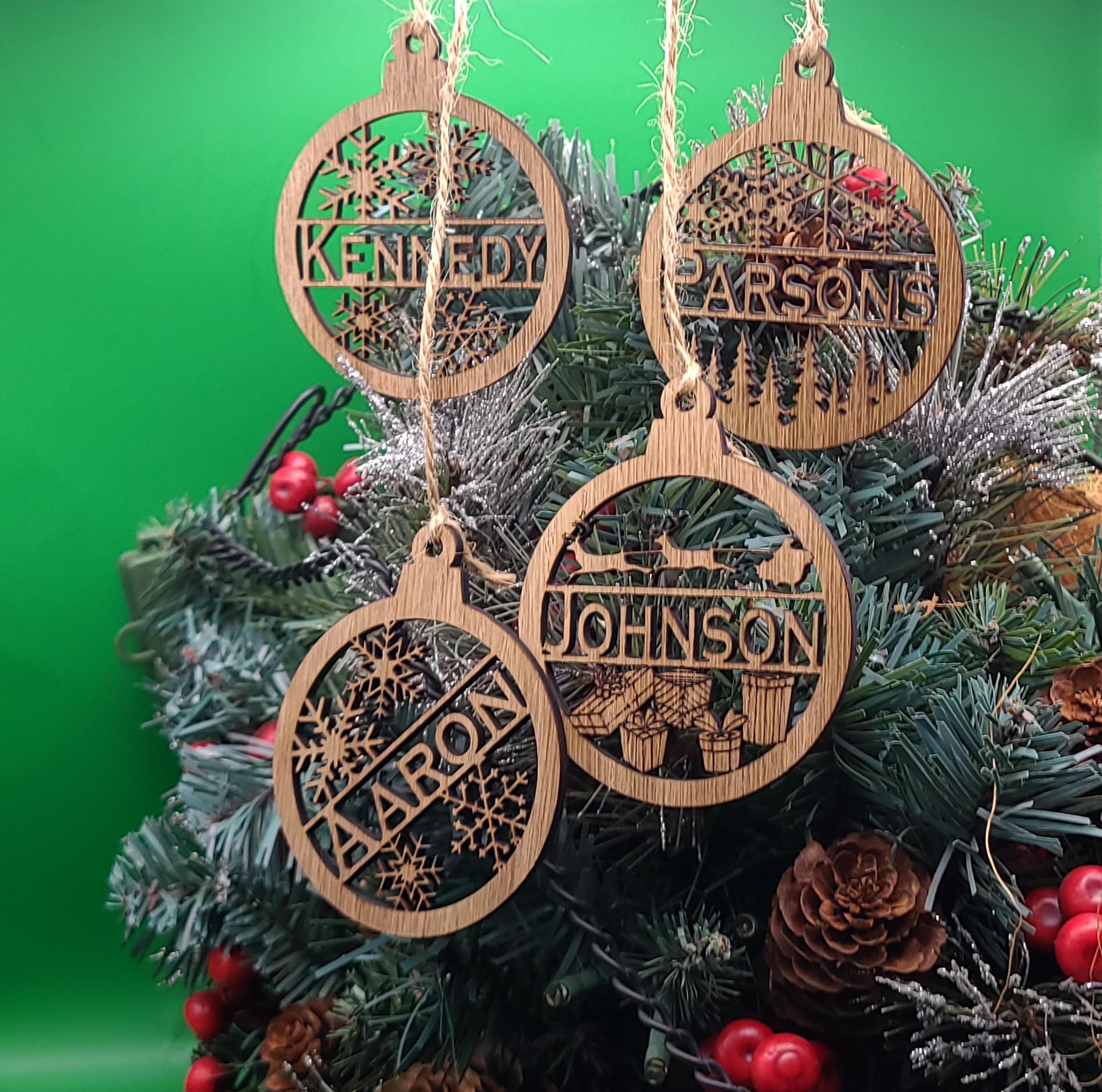 Custom Circular Name Wooden Ornament, See Through Personalized Ornament ...