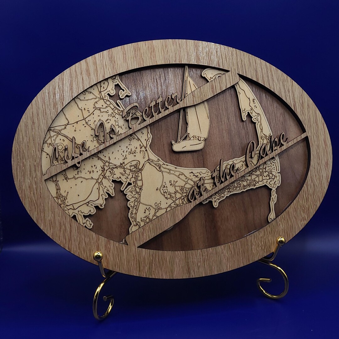 Life is Better at the Cape, Cape Cod Sign, Cape Cod Map Wooden Oval ...