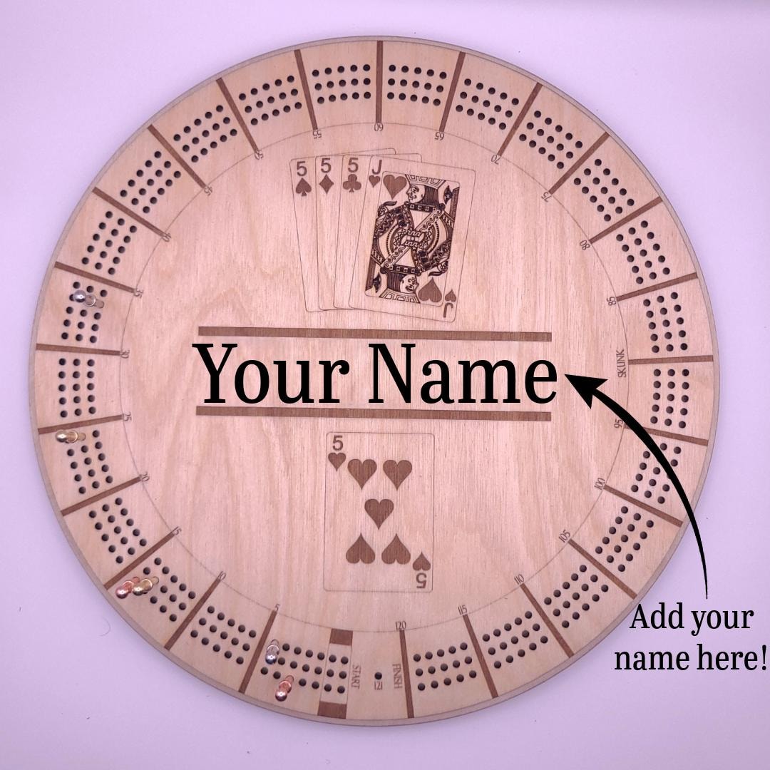 29 Point Cribbage Board, Custom Name Cribbage Board, Wooden Circular ...