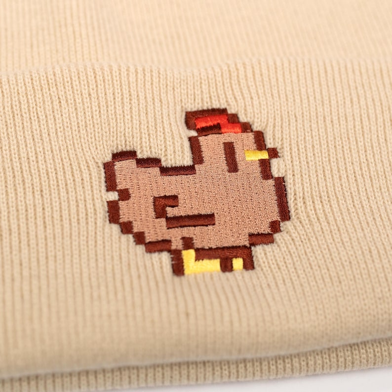 Pixel Chicken Beanie | Embroidered Gaming Gift - Etsy UK