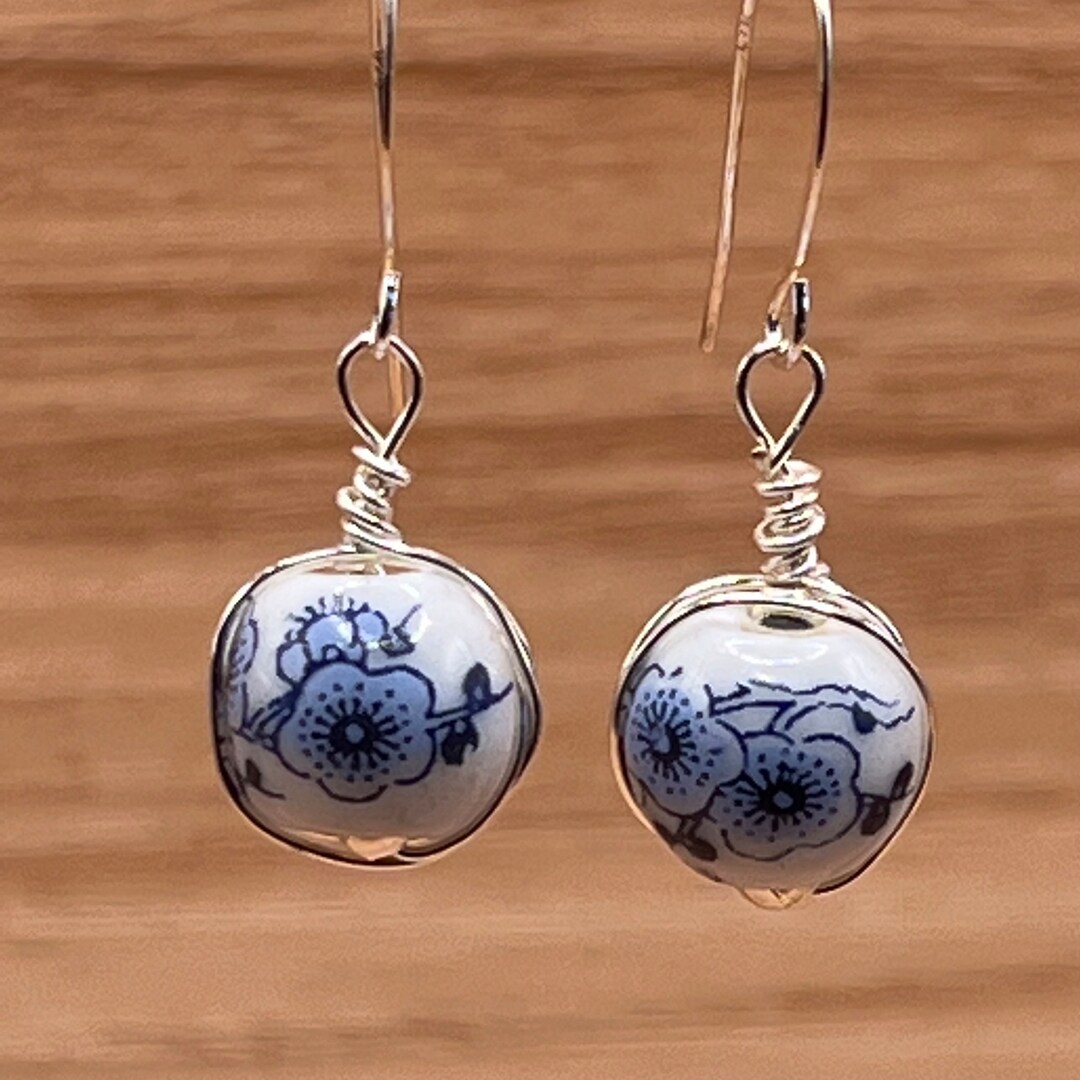 Delft Floral Earrings - Etsy