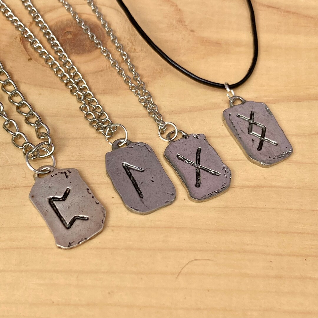 Viking Rune Necklace, Initiation Perthro Rune, Cycles Laguz Rune, Love ...