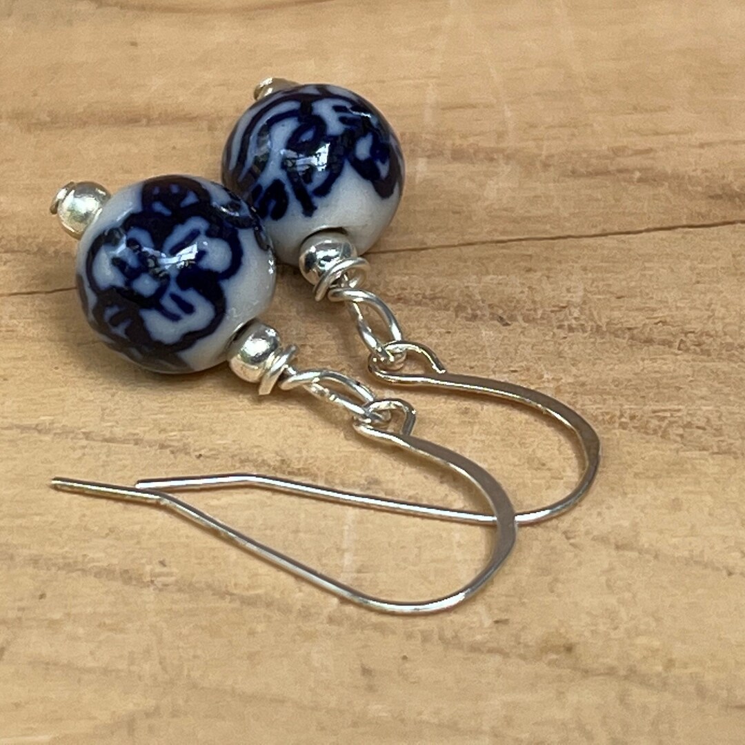 Delft Flower Earrings - Etsy