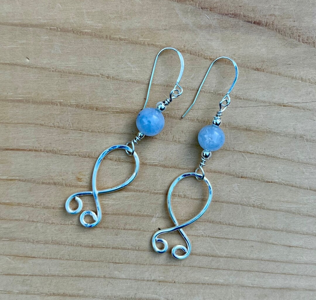 Aqua Marine Troll Cross Trolcors Dainty Earrings - Etsy