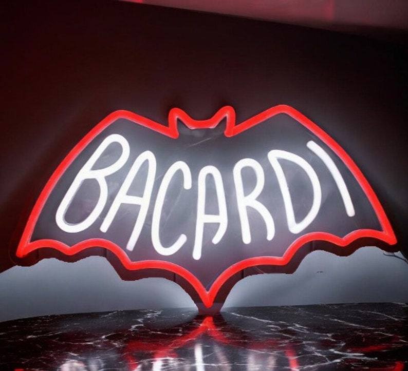 Bacardi Bat Neon Sign Iconic Wall or Desk Decor 7.1 X 12.6 Perfect for ...