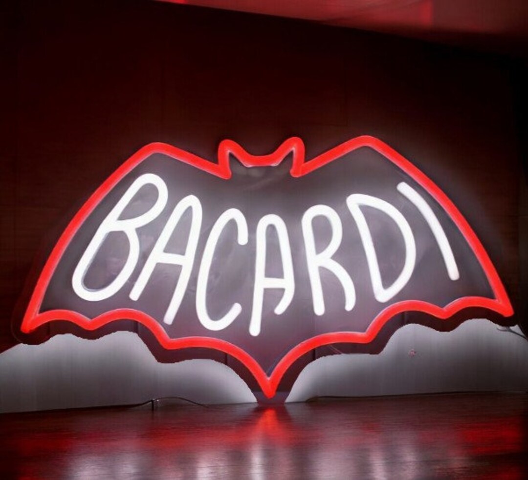 Bacardi Bat Neon Sign Iconic Wall or Desk Decor 7.1 X 12.6 Perfect for ...