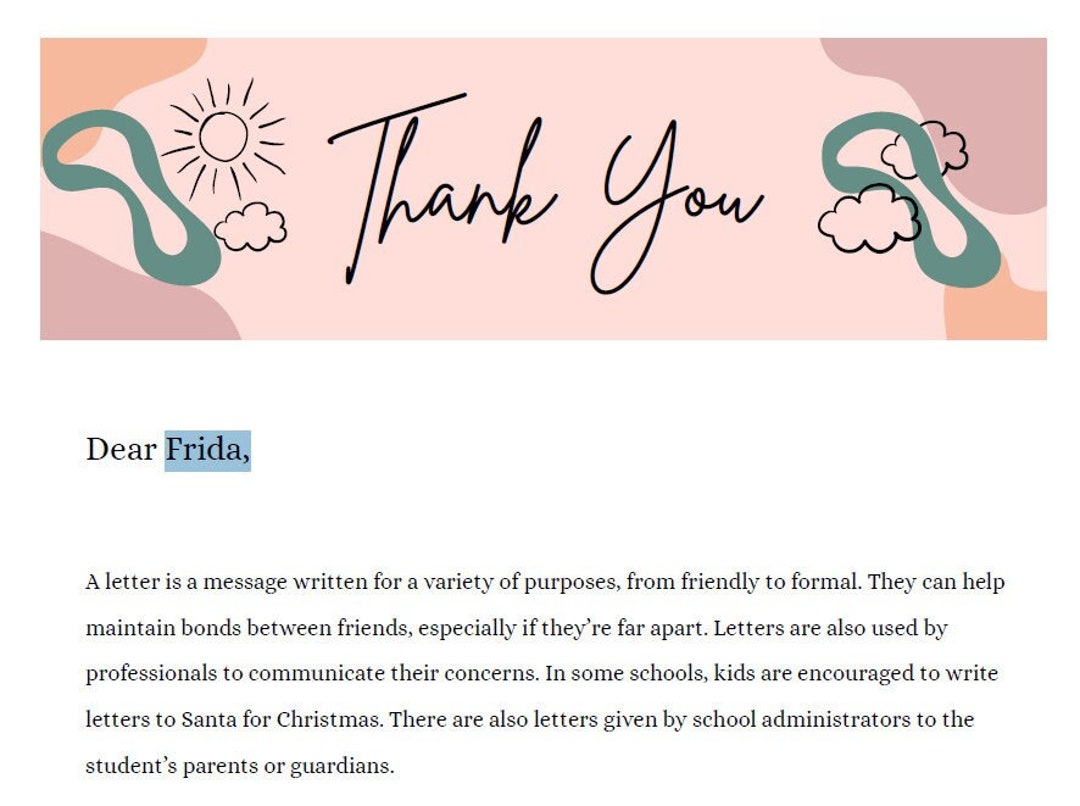 READY TO EDIT, Thank You Letter, Printable - Etsy