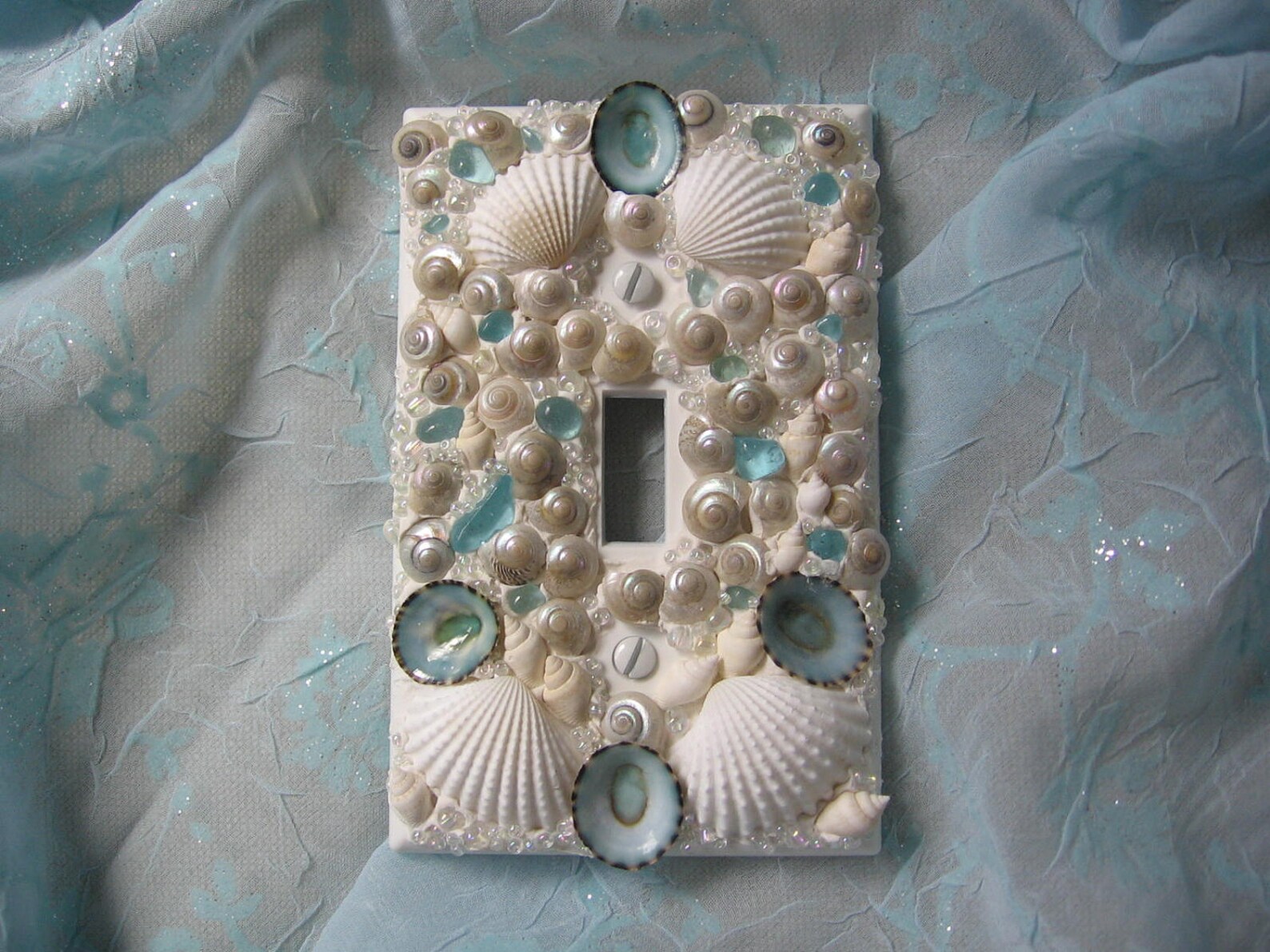 Seaglass and Seashell Light Switch Plate Cover - Single Switchplate ...