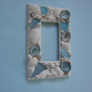 Seaglass and Seashell Light Switch Plate Cover - Single Rocker White ...