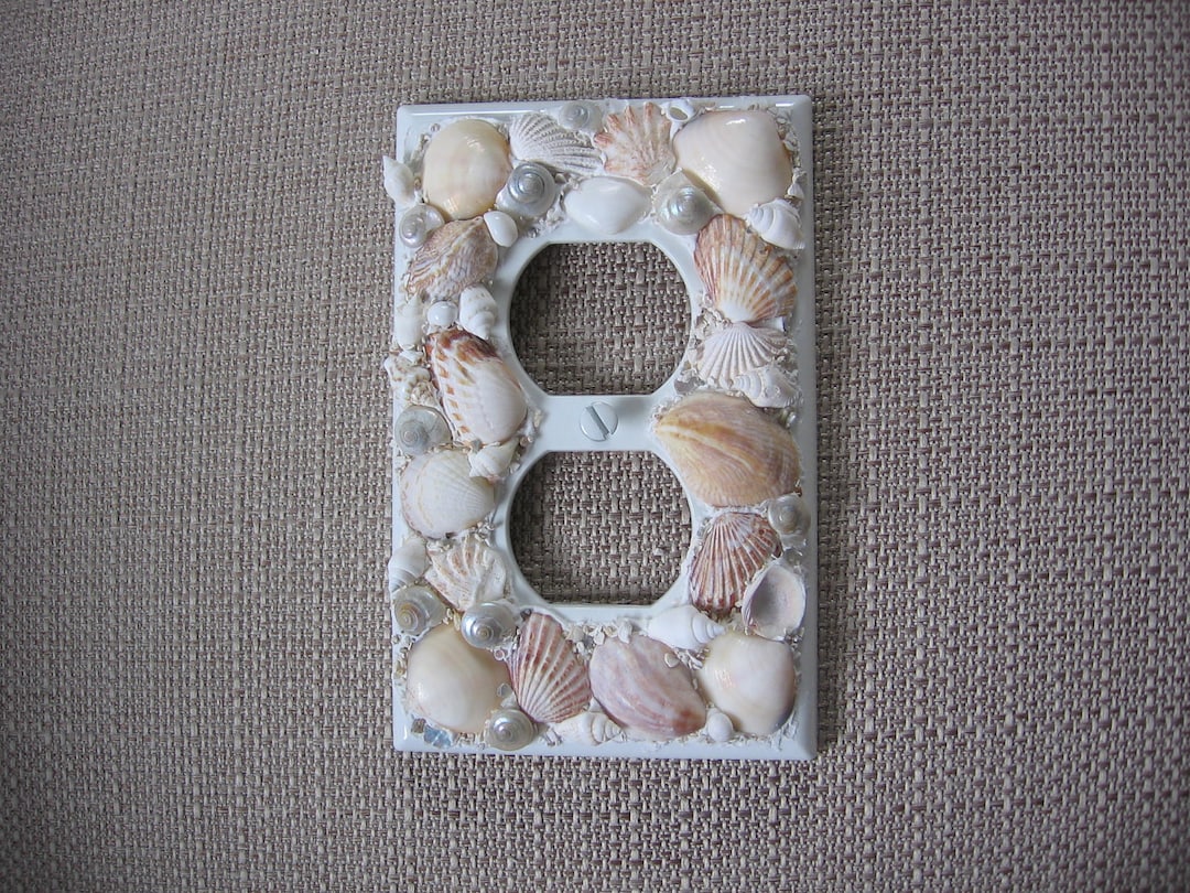 Seashell Light Switch Plate - Neutral Outlet Plate - Tans and White ...