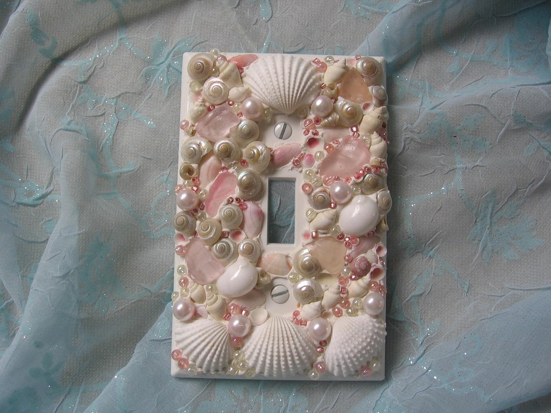 Seaglass and Seashell Light Switch Plate Cover - Single Switchplate ...