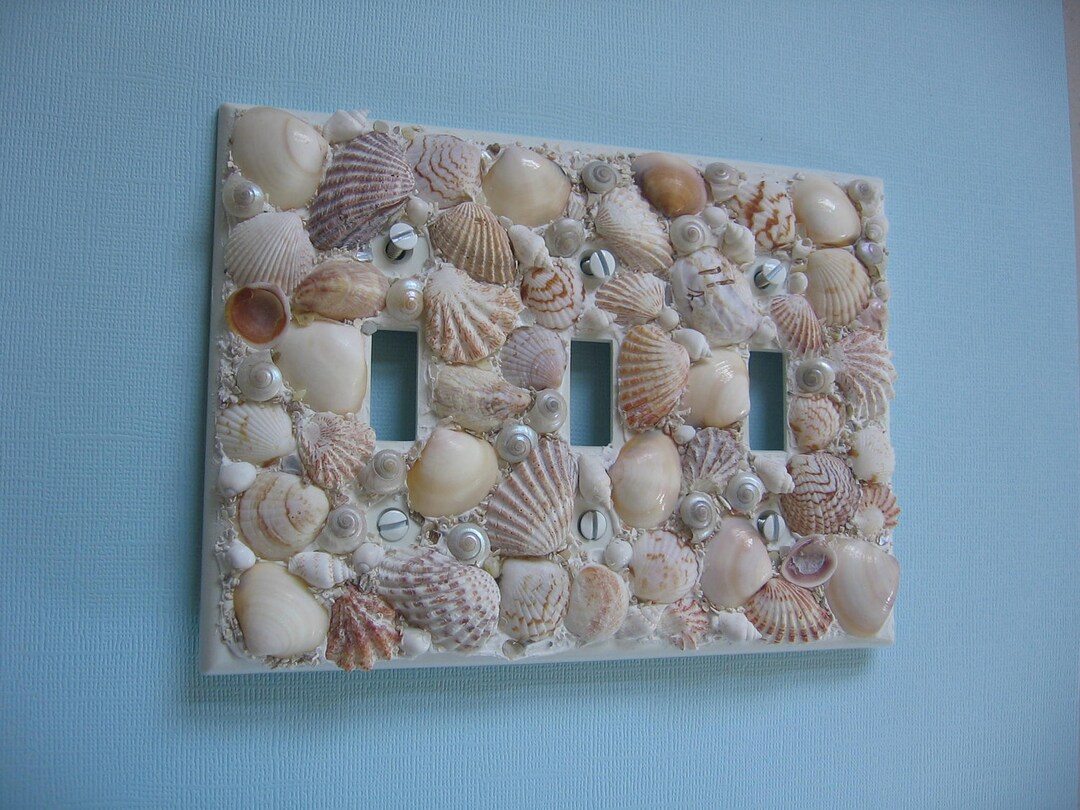 Seashell Light Switch Plate Cover - Triple Light Switchplate - Etsy