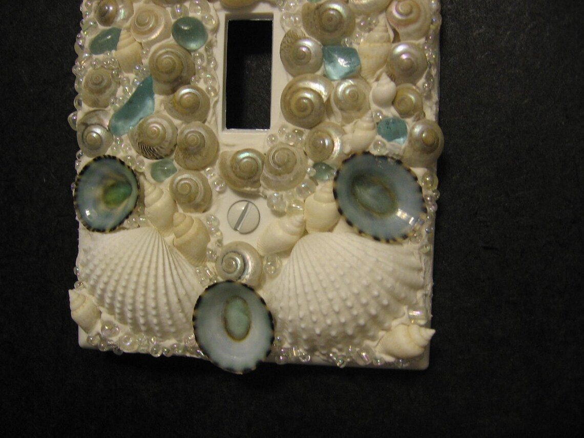 Seaglass and Seashell Light Switch Plate Cover - Single Switchplate ...