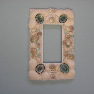 Seaglass and Seashell Light Switch Plate Cover - Single ROCKER Aqua ...