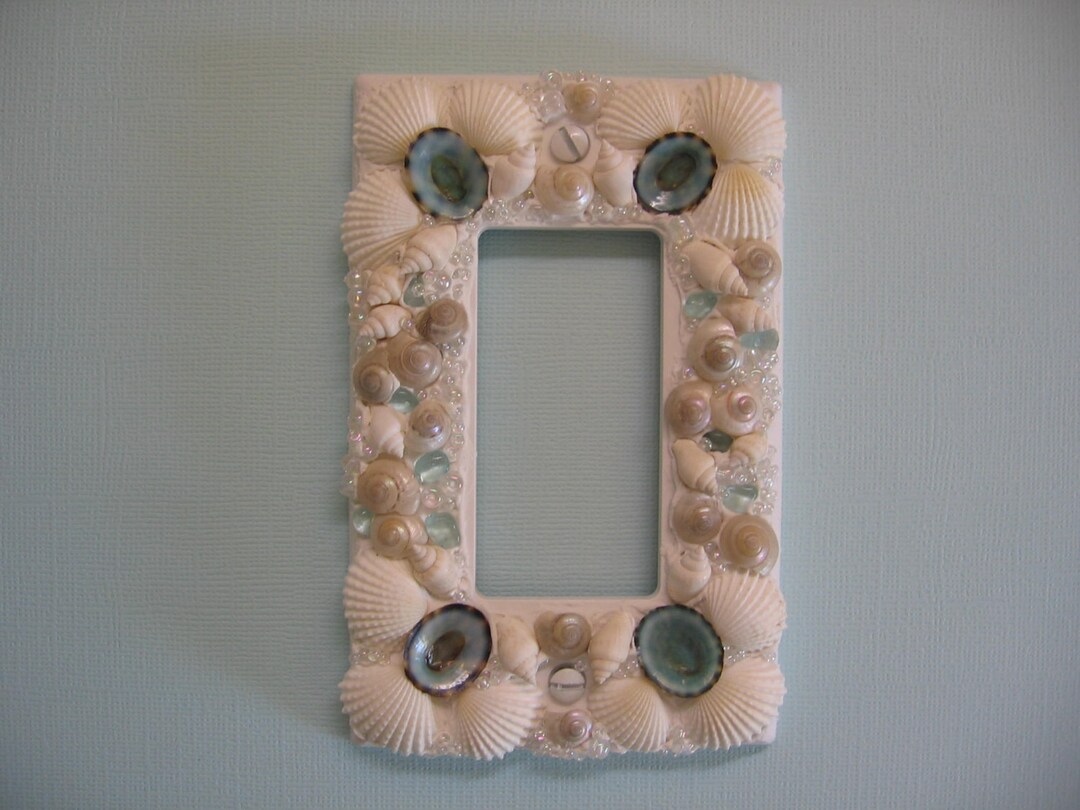 Seaglass and Seashell Light Switch Plate Cover - Single ROCKER Aqua ...