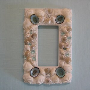 Seaglass and Seashell Light Switch Plate Cover - Single ROCKER Aqua ...