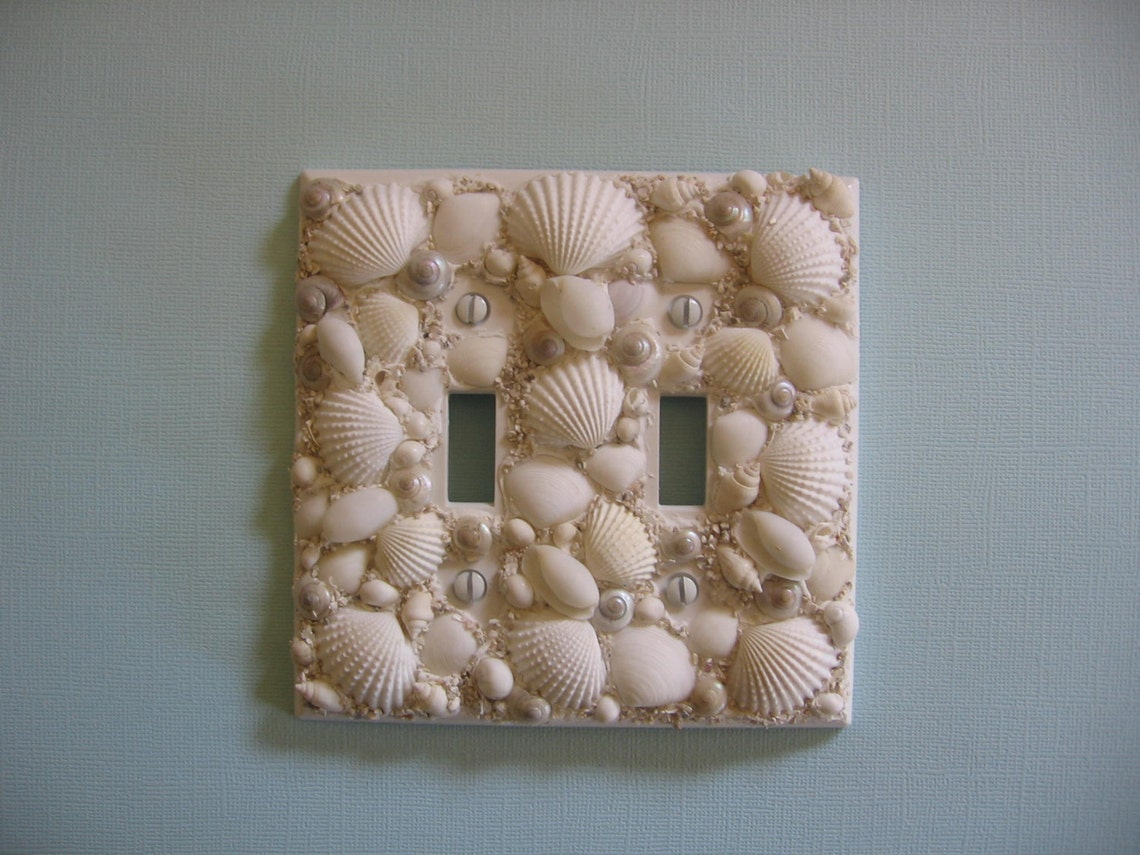 Seashell Light Switch Plate Cover - White Double Switchplate - Etsy