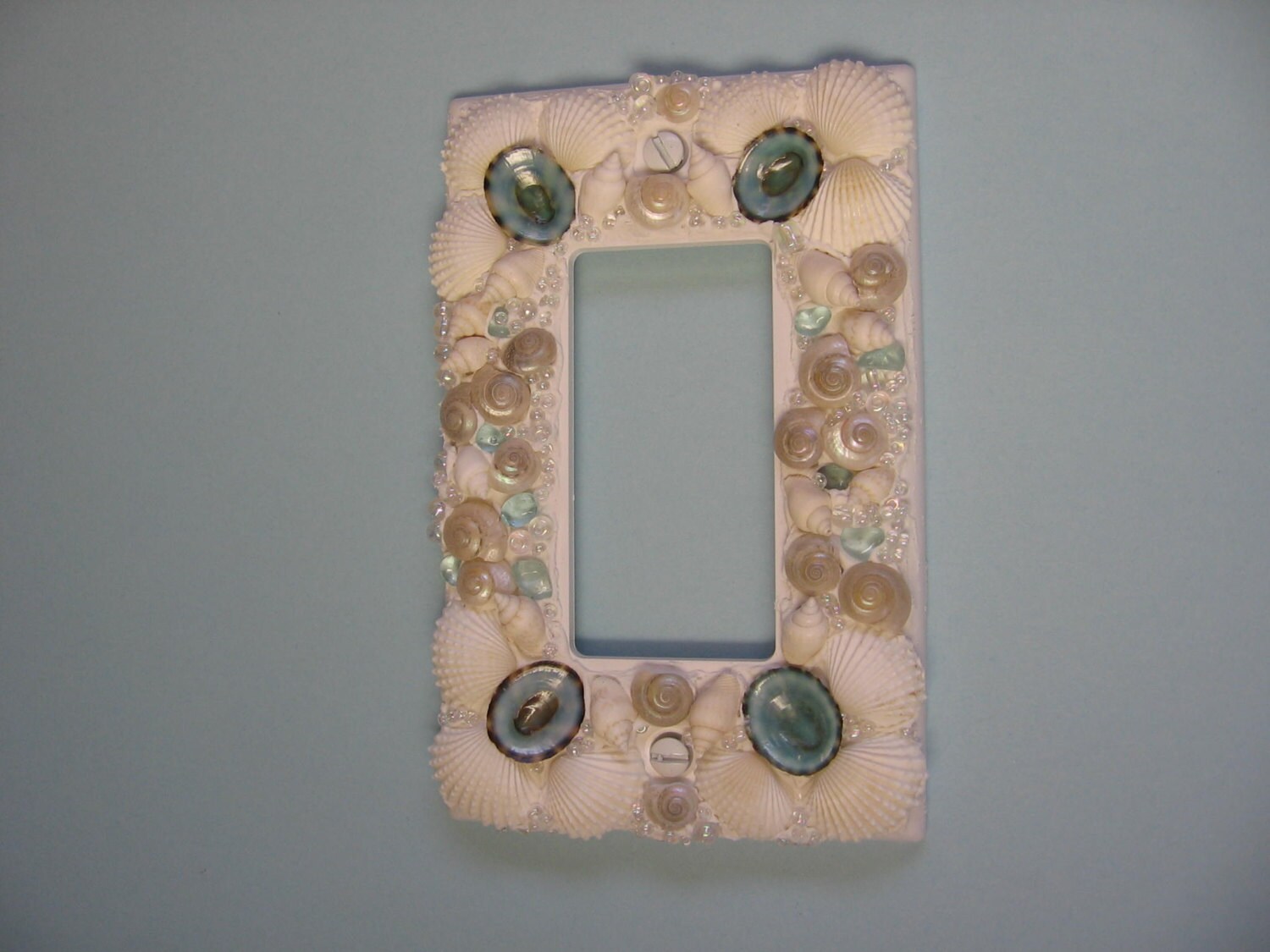 Seaglass and Seashell Light Switch Plate Cover - Single ROCKER Aqua ...