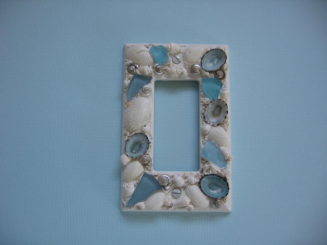 Seaglass and Seashell Light Switch Plate Cover - Single Rocker White ...