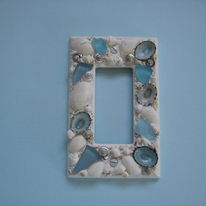 Seaglass and Seashell Light Switch Plate Cover - Single Rocker White ...