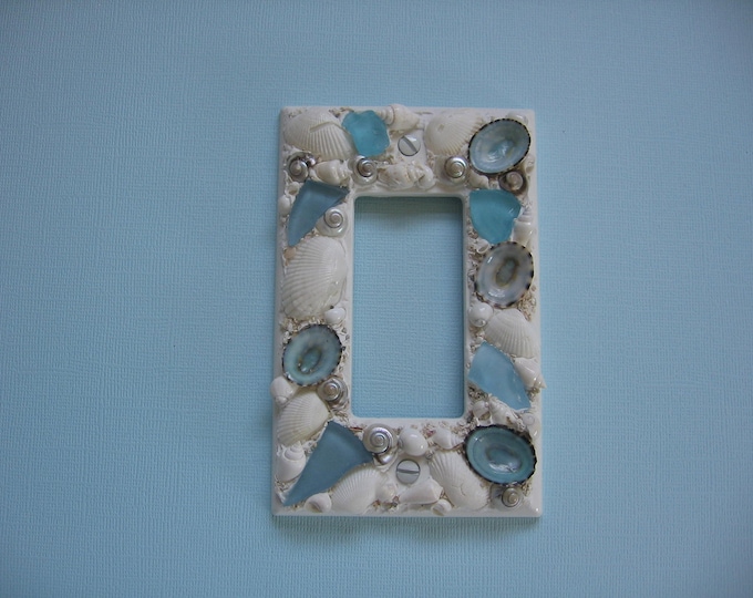 Seaglass and Seashell Light Switch Plate Cover - Single Rocker White ...
