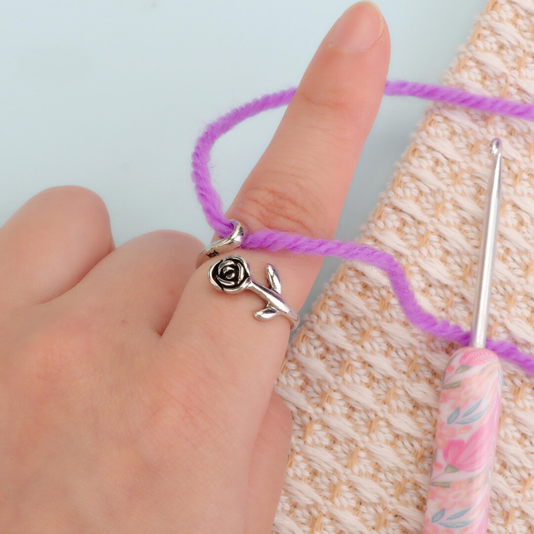 Rose Crochet Tension Ring, Crochet Rings for Tension Unique, Adjustable ...