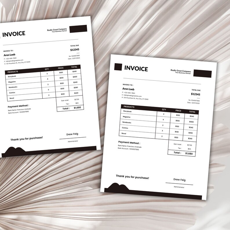 Book-keeping Invoice Template | Editable Invoice Template | Small ...