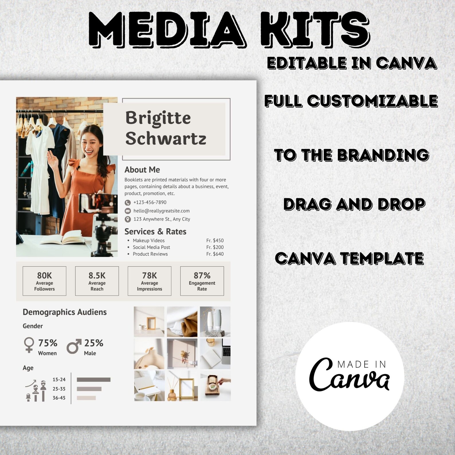 Influencer Media Kit Book Template | 4 Templates | Influencer Media Kit ...