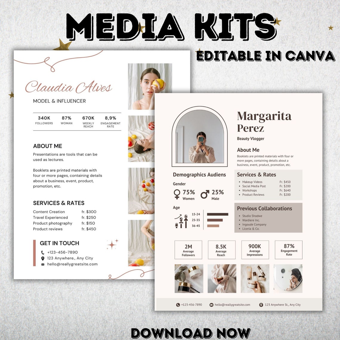 Influencer Media Kit Book Template 4 Templates Influencer Media Kit ...