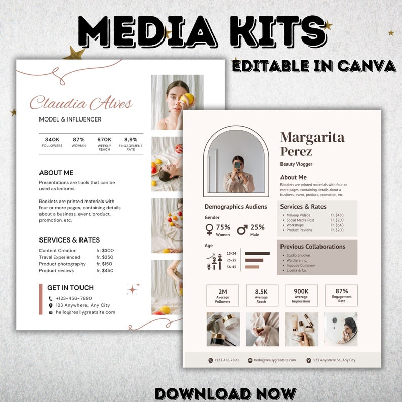Influencer Media Kit Book Template | 4 Templates | Influencer Media Kit ...