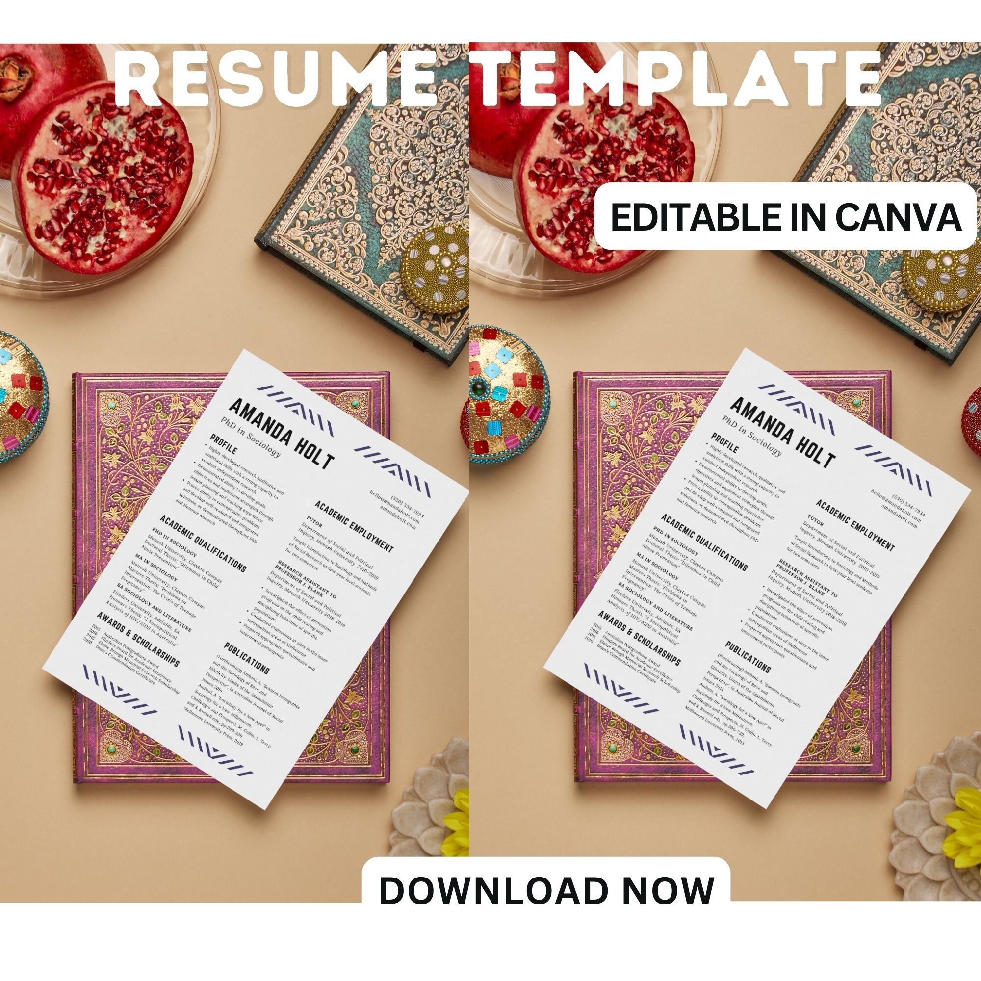 Academic Resume Template | ATS Friendly Resume Templates | Editable on ...