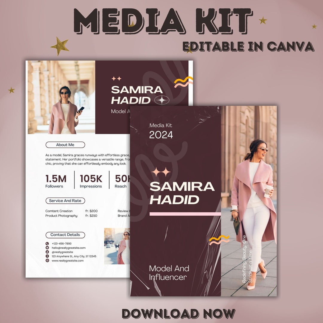 2 Pages Influencer Media Kit Book Template | Influencer Media Kit ...