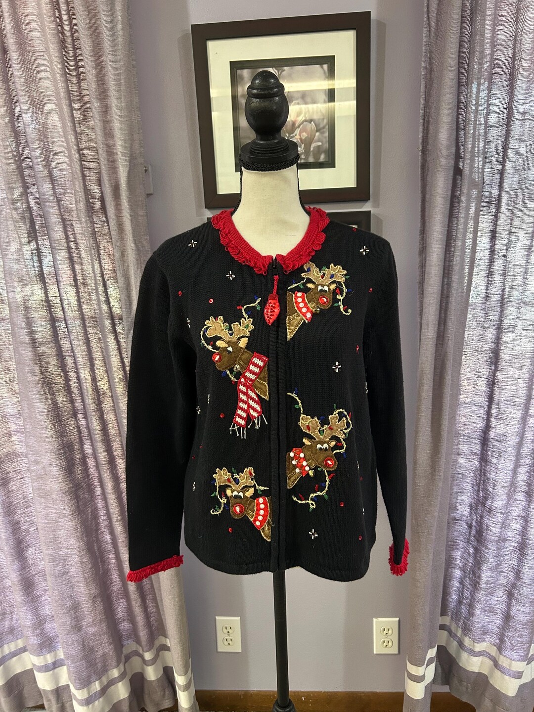 Vintage Tiara International Reindeer Cardigan - Etsy