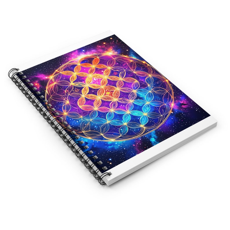 Cosmic Spiral Notebook Flower of Life Ruled Sketchbook Spiritual ...