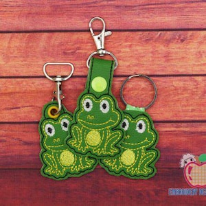 Frog, Keychain, Keyfob, Green, Embroidery - Etsy