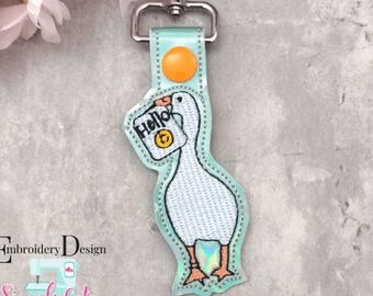 Couquette Goose ITH Snap Tab Embroidery Design, Duck in the Hoop ...