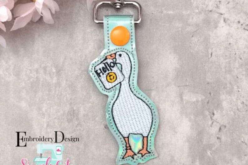 Goose-ith-snap-tab-key Chain, Embroidery - Etsy