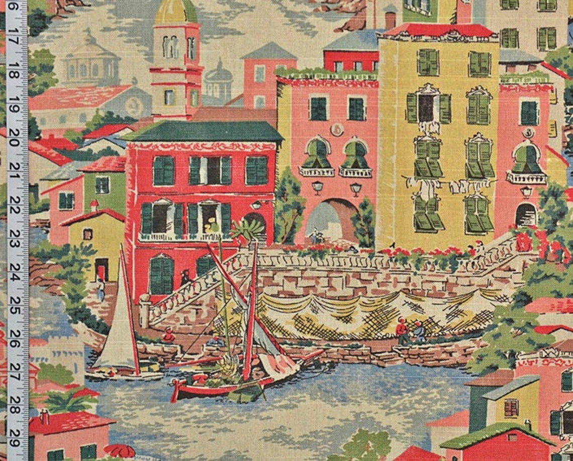 Venice Fabric Pink Toile Italy Italian Interior Home - Etsy