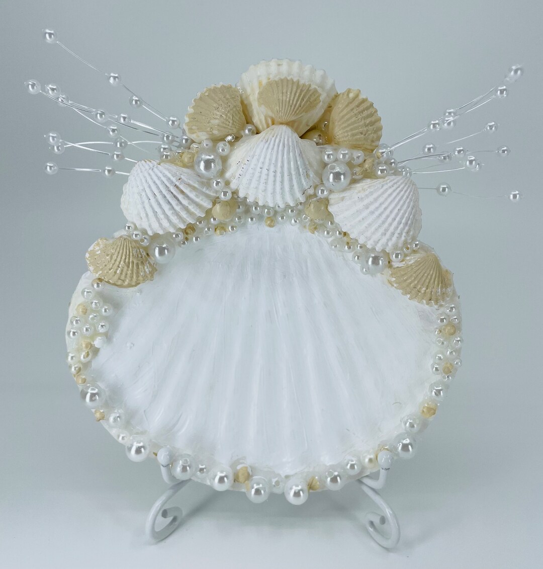 Decoupage Seashell Hand Decorated With Wedding Decor. Great Gift. Ring ...