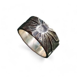 Dark Sun Silver Ring - Sun and Moon Engagement Rings - Sterling Silver ...