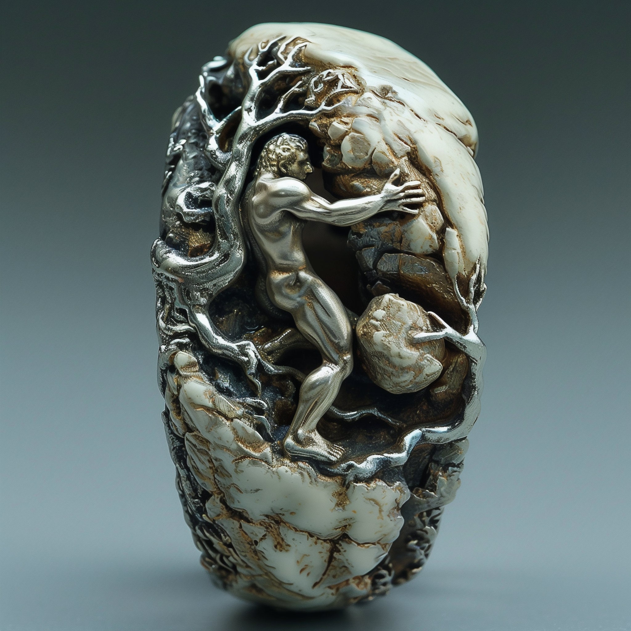 Mythology Ring for Men Unique Moss Agate Ring Sterling Silver Ring for ...