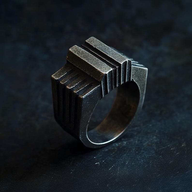 Sterling Silver Brutalist Ring – Modernist Blacksmith Jewelry - Etsy