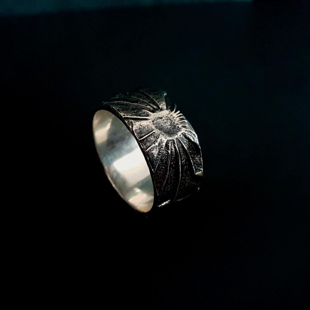 Dark Sun Silver Ring - Sun and Moon Engagement Rings - Sterling Silver ...