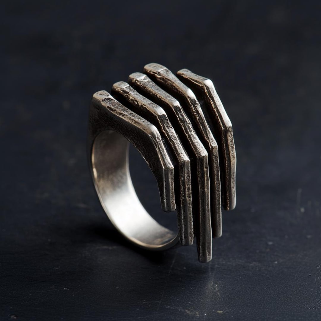 Black Brutalist Ring for Men – Alternative Sterling Silver Ring ...