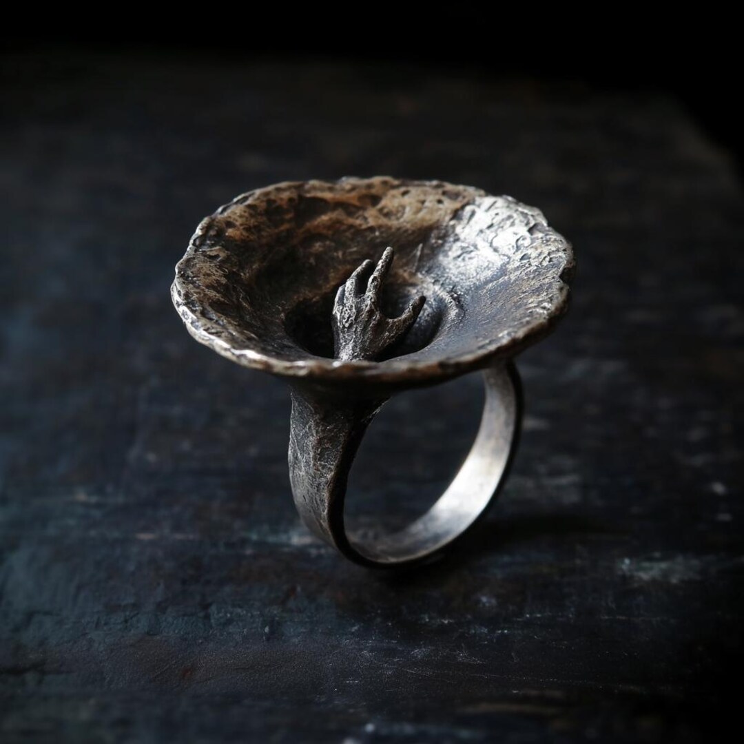 Dark Art Flower Ring – Unique Death Flower Ring – Textured Ring ...