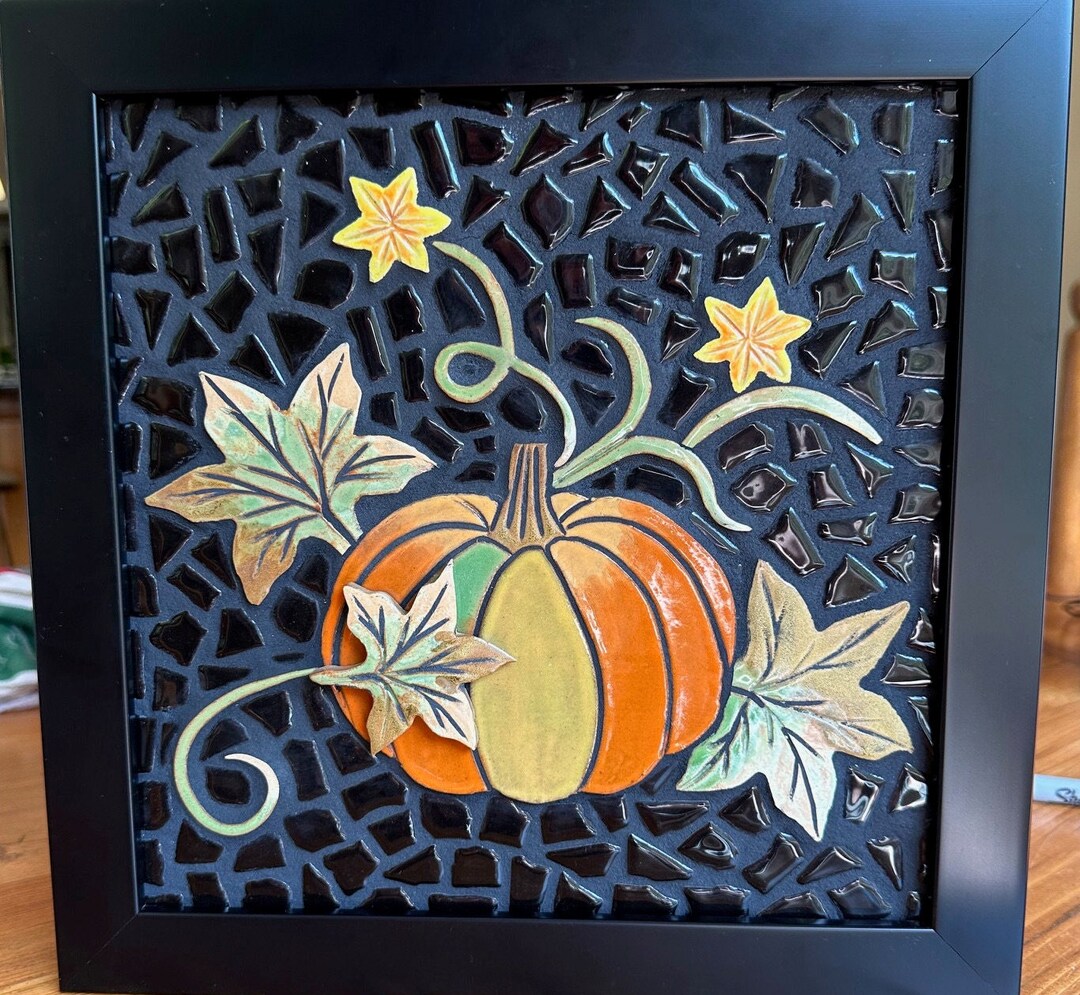 Denise Ward Creates - Pumpkin Mosaic Art, Fall Canvas Art, Halloween ...