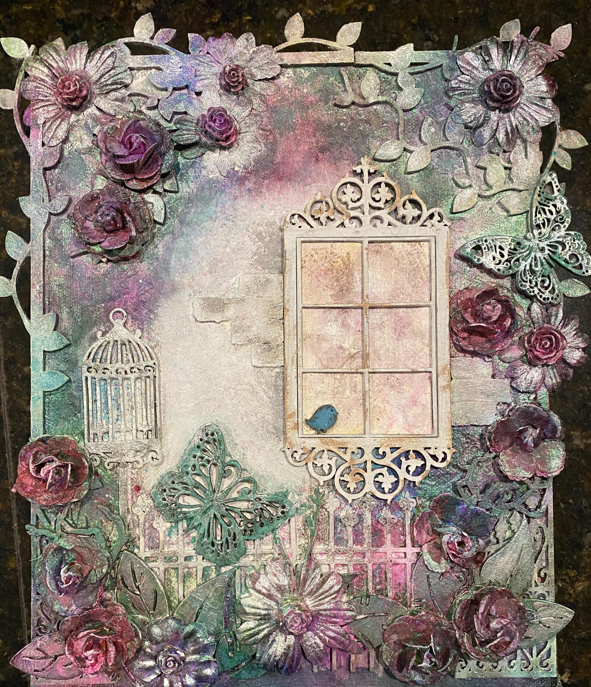 Denise Ward Creates - Garden Window - Floral Art, Butterfly Art, Bird ...
