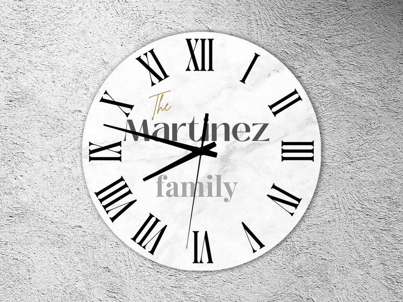 Customizable Family Name Glass Wall Clock: Wall Art, Silent Movement - Etsy