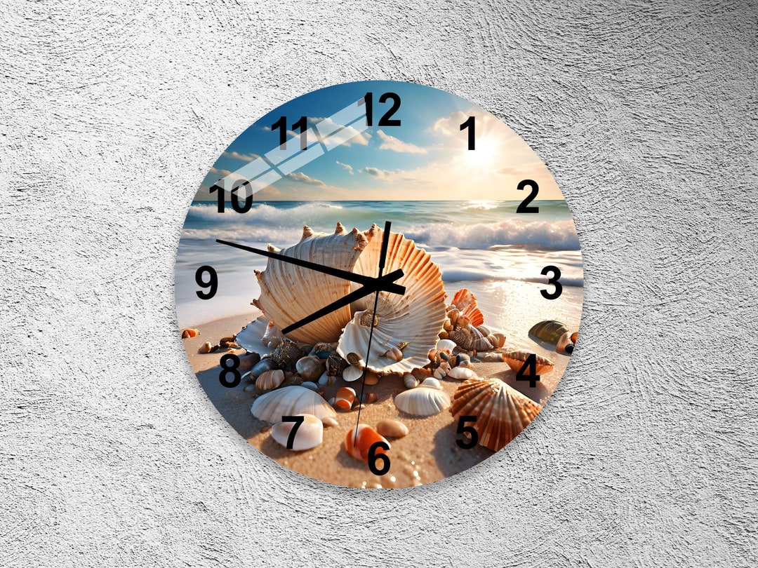Tempered Glass Wall Clock, Blue Wall Clock, Pebble Wall Clock, Stone ...
